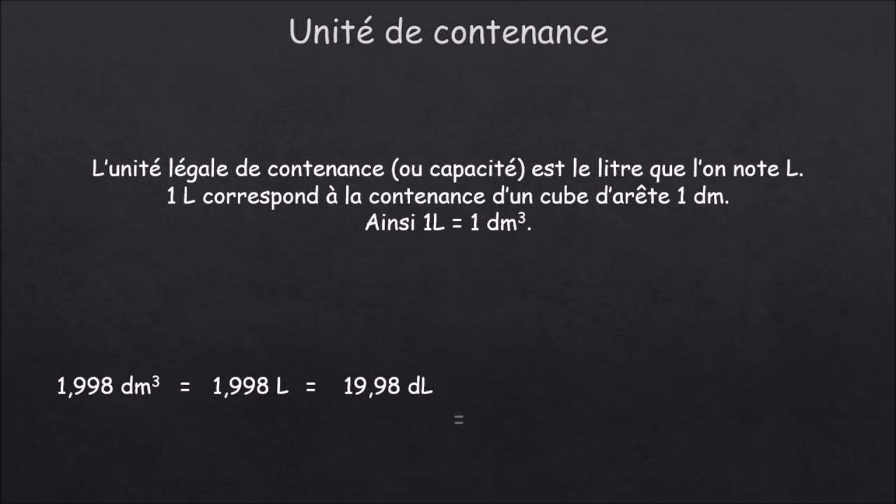 Unité de contenance - YouTube