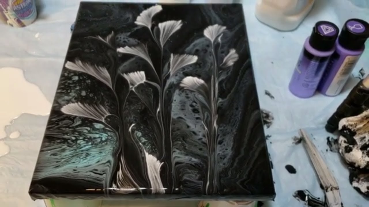 Acrylic Pour String Pull Flowers - YouTube