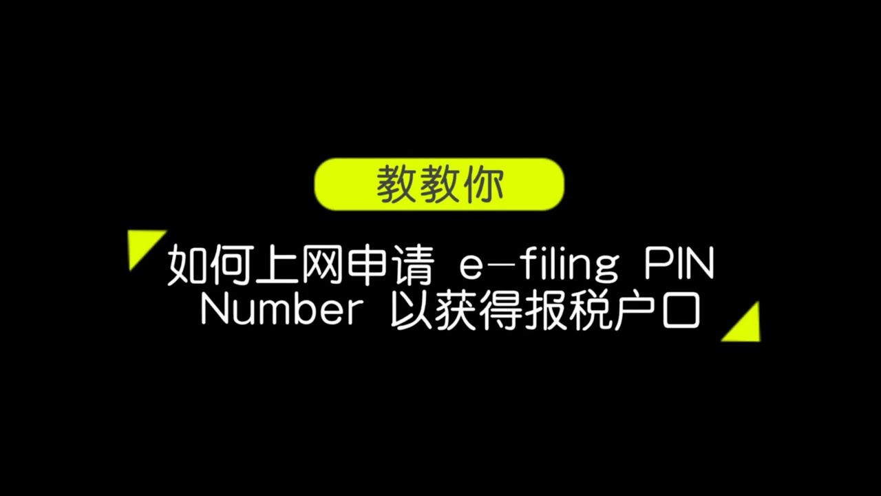 教教你系列 -【教你如何获得Income Tax E-Filling Pin Number】 - YouTube