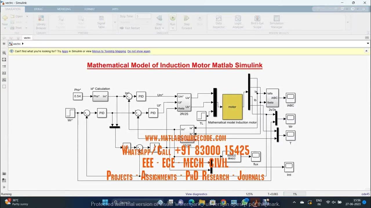 FOC field oriented control Mathematical Model of Induction Motor - Electrical Simulation - YouTube