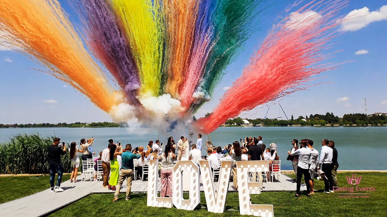ARTIFICII DE ZI COLORATE NUNTA, FUMIGENE MULTICOLORE CUNUNIE CIVILA ...