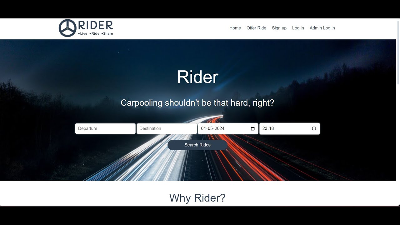 Rider - A car pooling management system using | JDBC | JSP | JAVA Adv ...