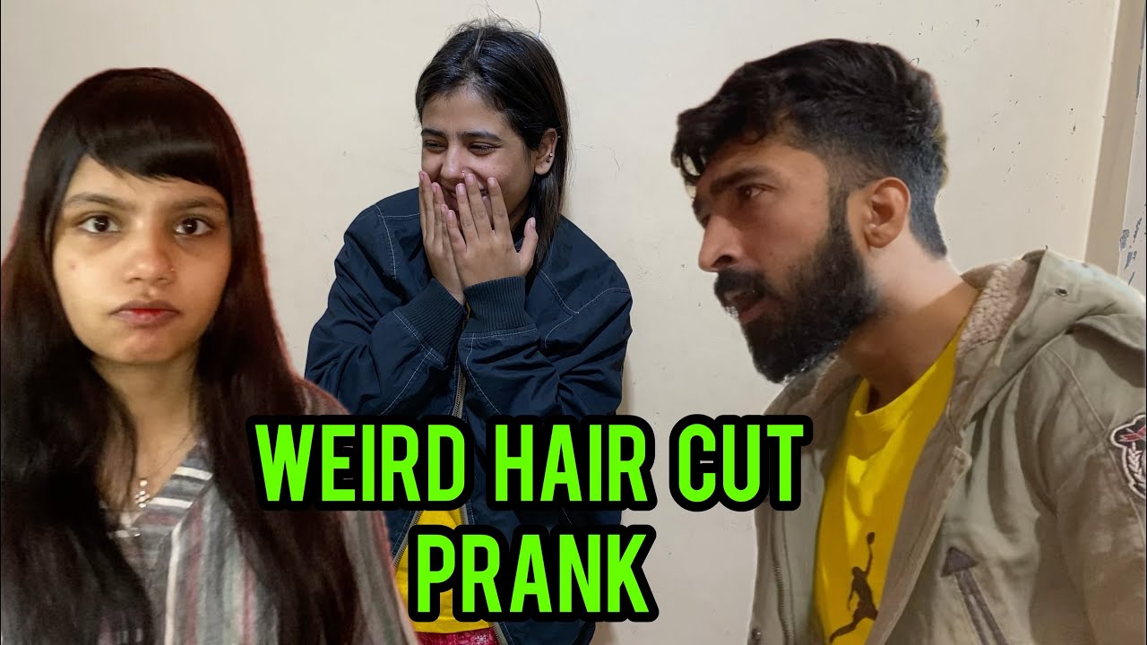 Baal cut krky AHAD py prank kr diya.!😂 bangs cutting..! AHAD ghussy my tind krny laga - YouTube