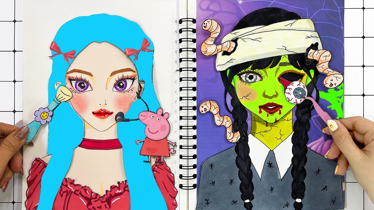 Easy Paper Makeup Ideas - Create Wednesday's Look | Pomni Paper DIY ...