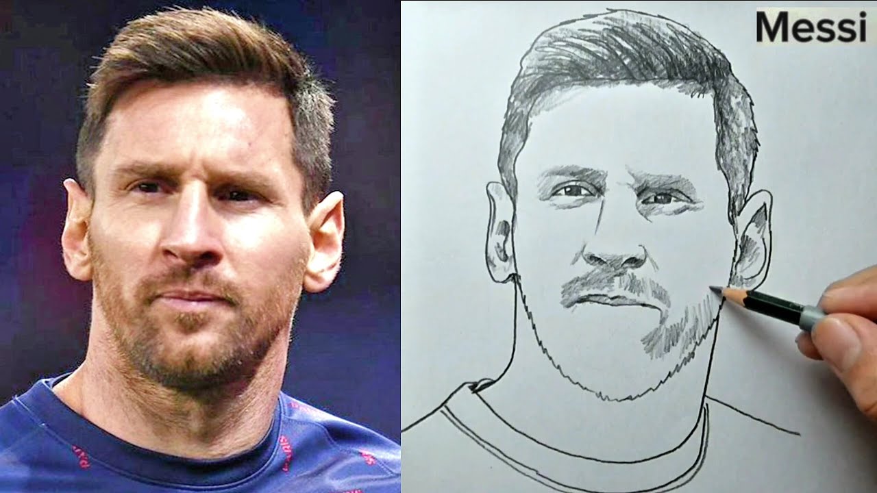 Drawing Realistic Lionel Messi 's Face || Messi Pencil Sketch Step By ...