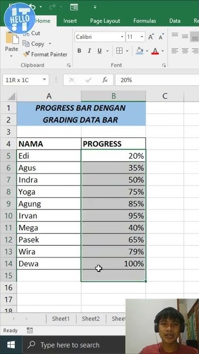 Cara Membuat Progress Bar dengan Grading Data Bar di Setiap Cell Excel - YouTube