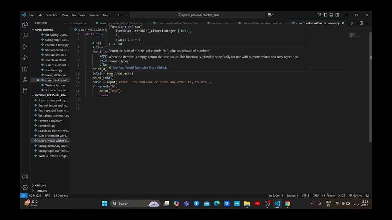 Sum of value within dictionary - YouTube