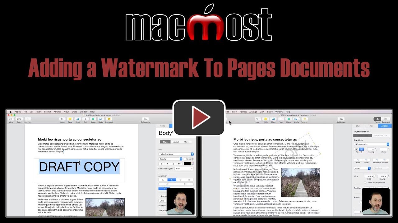 Adding a Watermark To Pages Documents (MacMost #1805) - YouTube