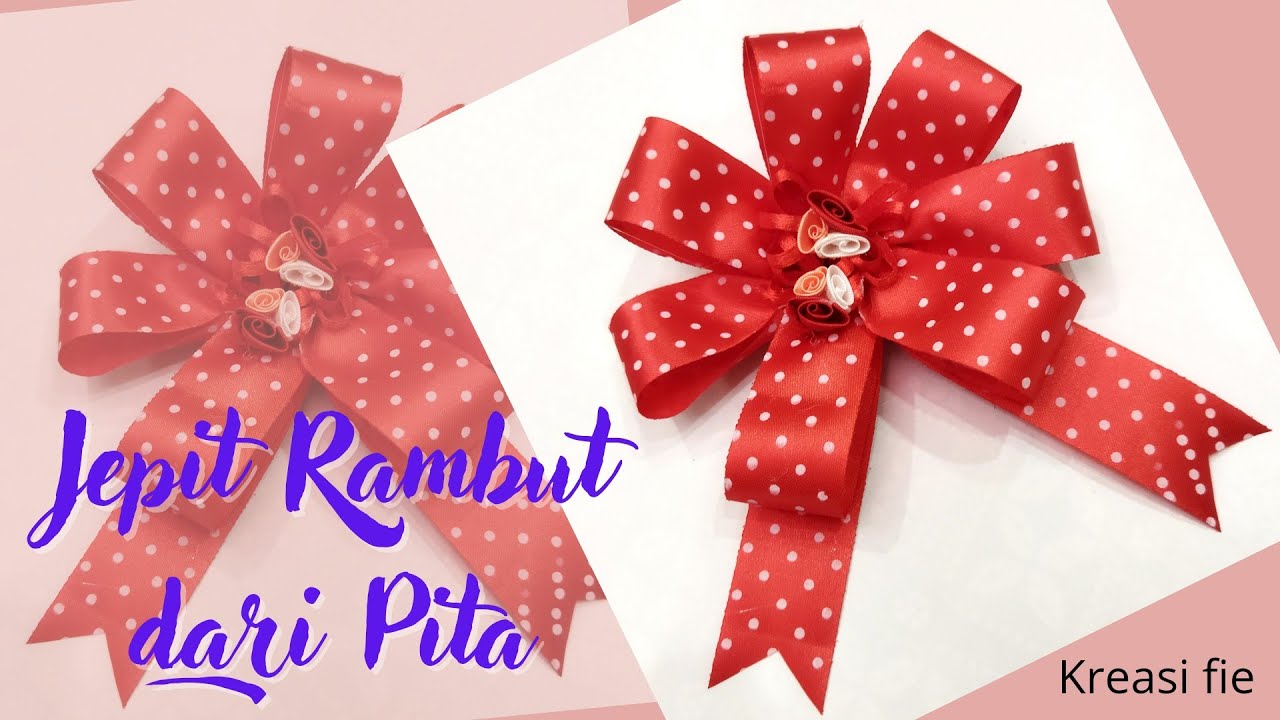 Tutorial Cara membuat jepit rambut dari pita - YouTube