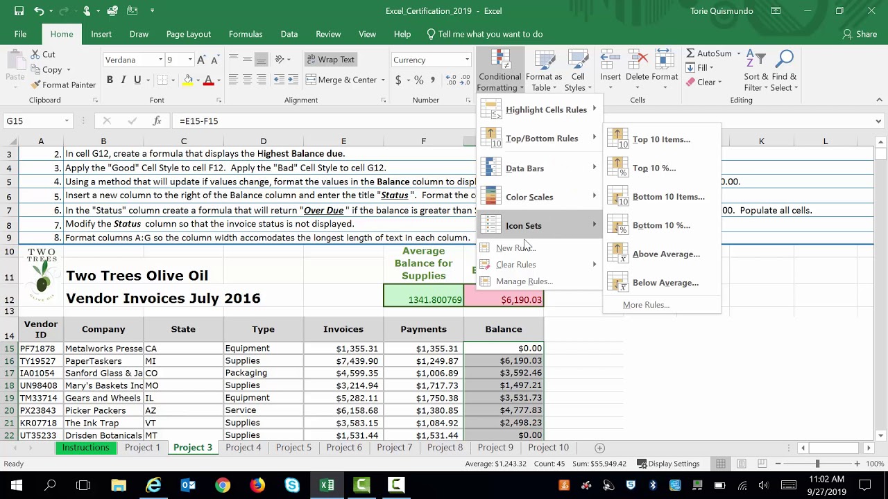 Project3 Excel2019Certification - YouTube