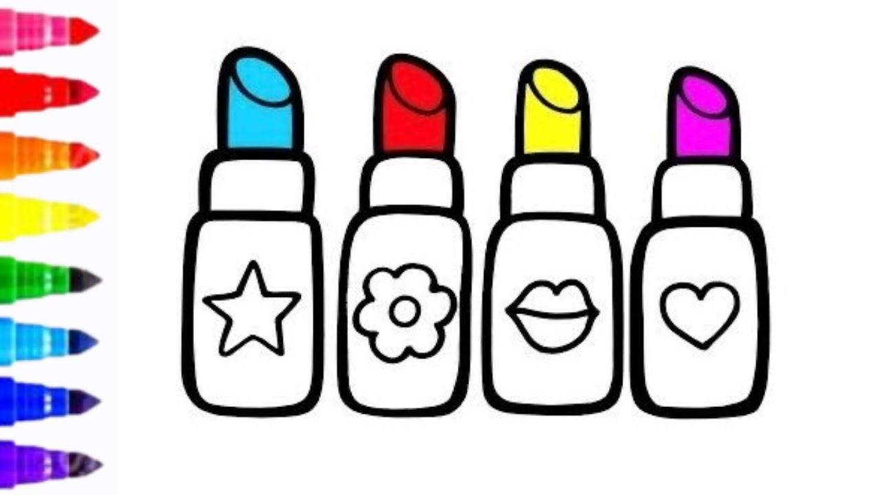 Lipsticks Drawing Tutorial For Kids | Easy Step-by-Step Guide - YouTube
