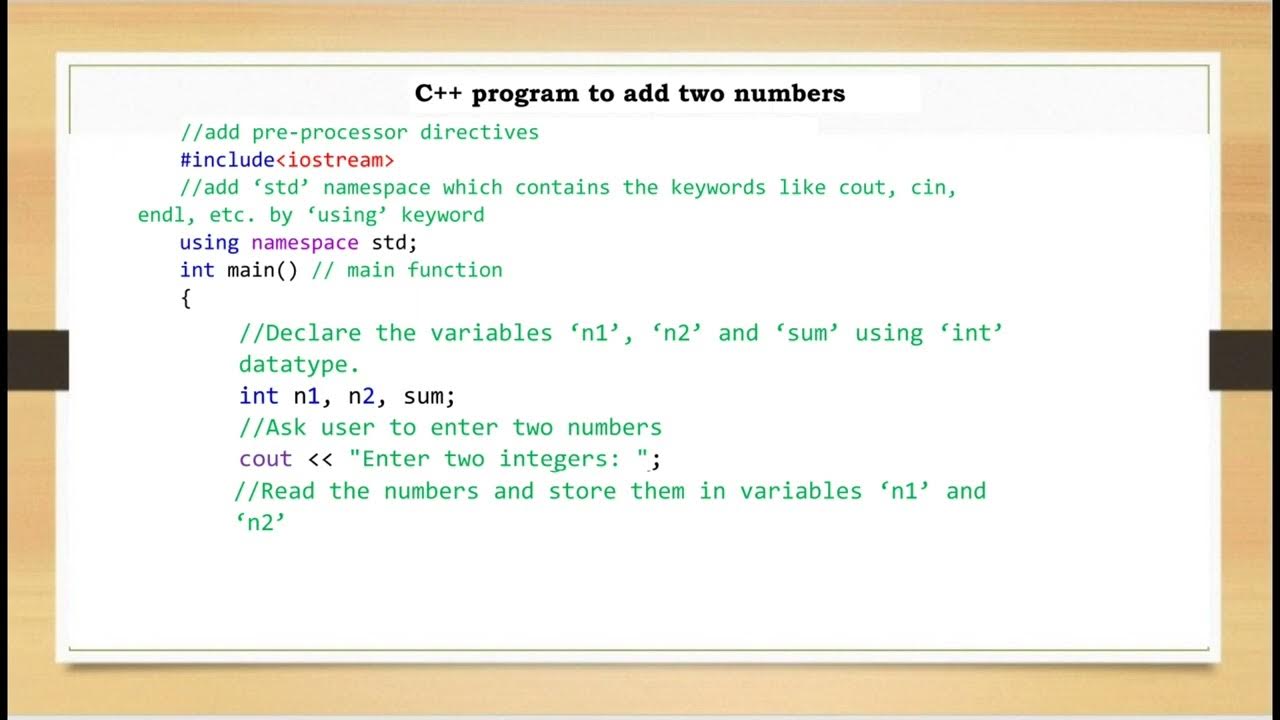C++ Program to add two numbers | C++ Programming | SSCBE - YouTube