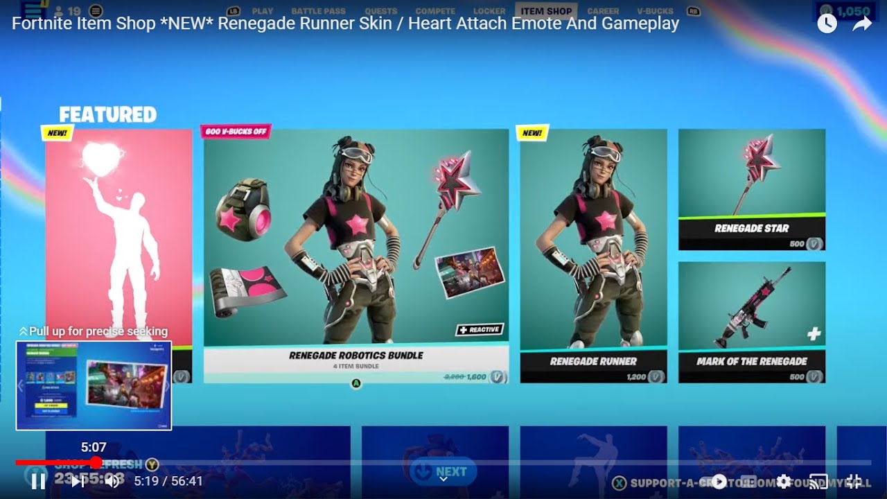Fortnite Item Shop *NEW* Renegade Runner Skin / Heart Attach Emote And ...