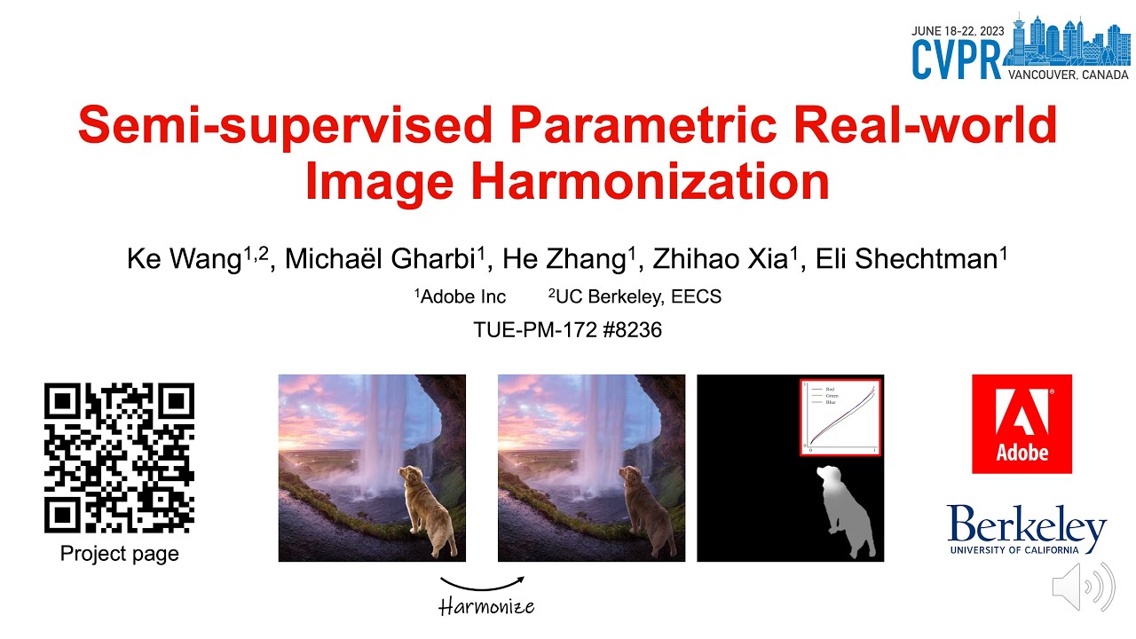 [CVPR 2023] Semi-supervised Parametric Real-world Image Harmonization - YouTube