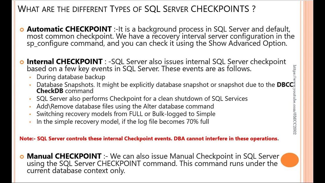 #different types of #checkpoint in #sqlserver @sqlsrvrdba - YouTube