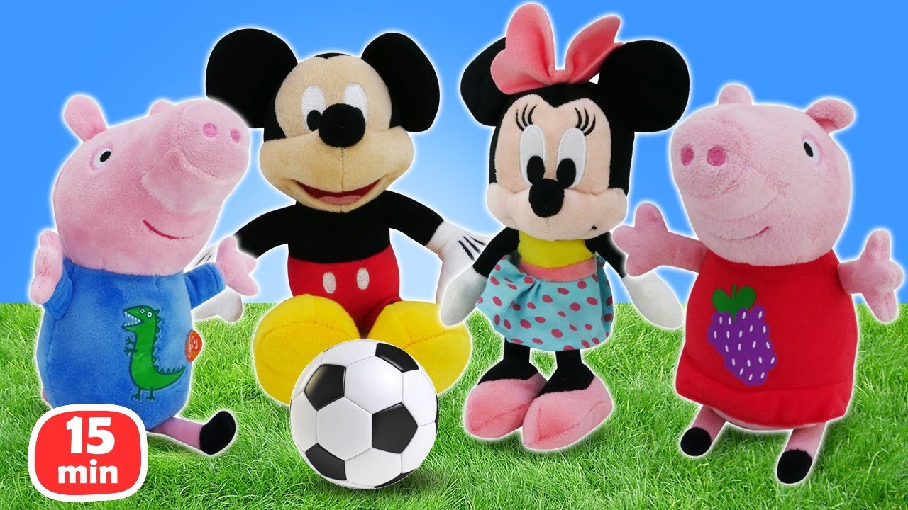 Les jouets Peppa Pig et Mickey Mouse s'amusent au camp d'été! Jeux pour ...