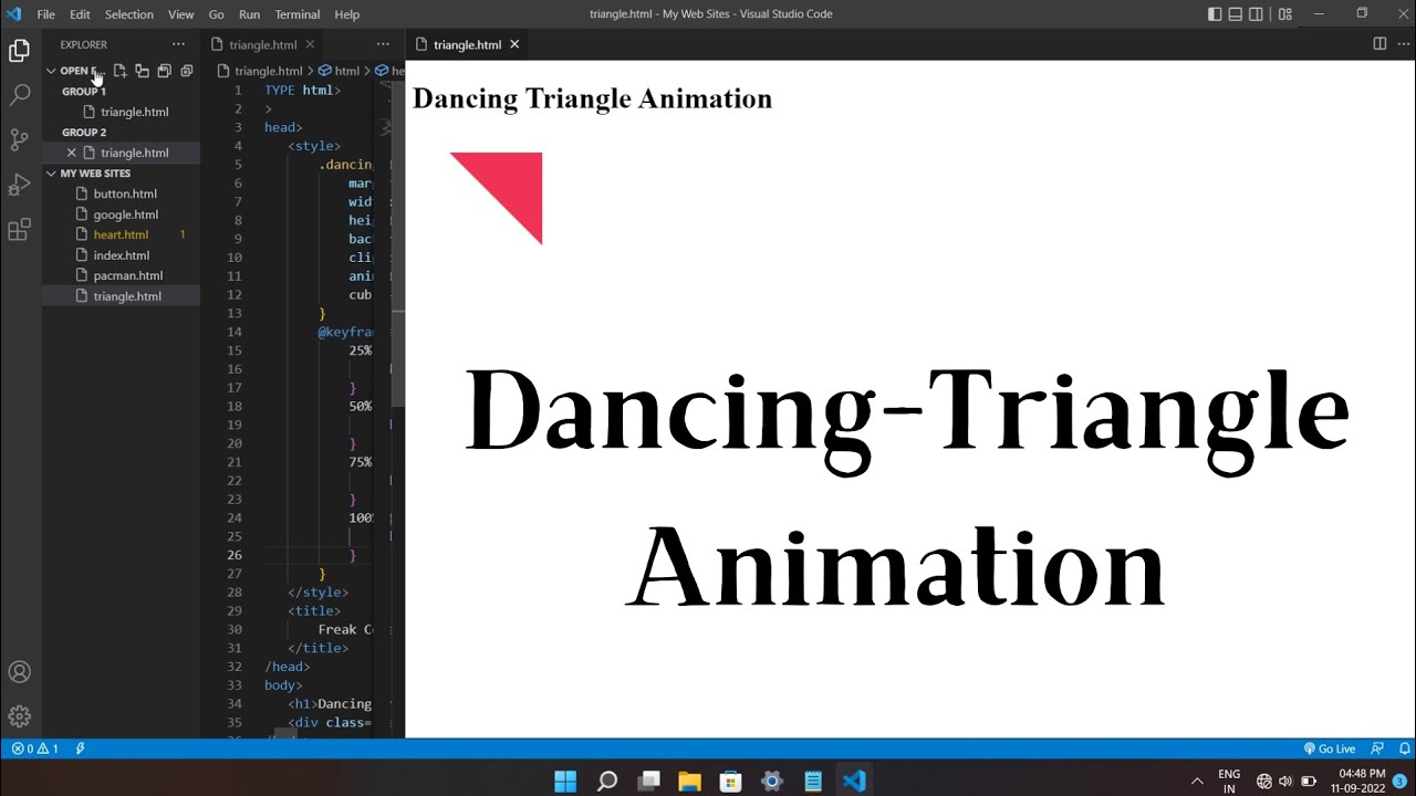 Dancing Triangle Animation Html And Css 2022 Coding Youtube