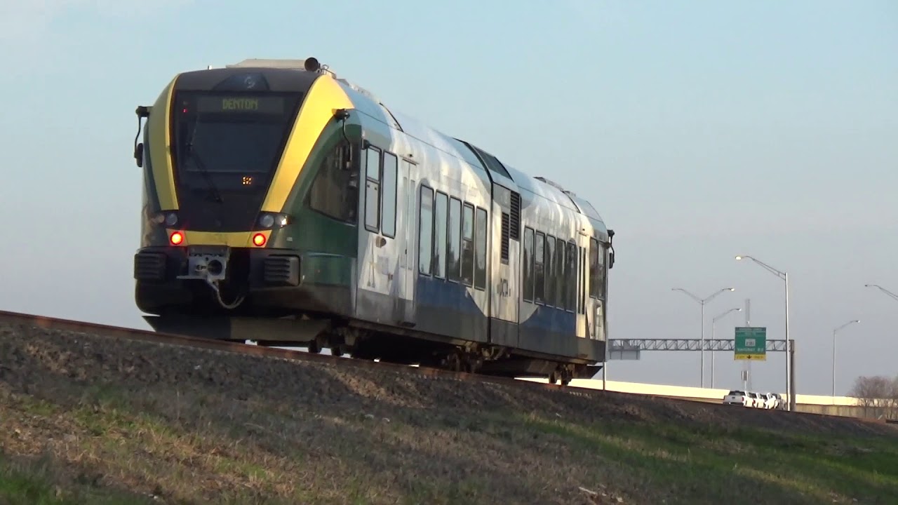 DCTA A-Trains Passing over Lewisville Lake - YouTube