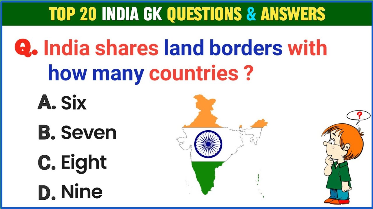 General Knowldge || Top 20 India GK Questions and Answers || Part 1 ...