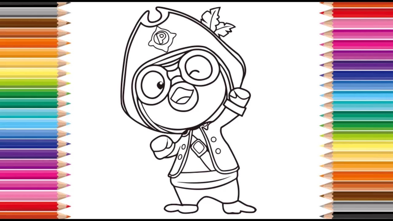 How to color pororo cartoon becomes a pirate | Cara mewarnai kartun ...