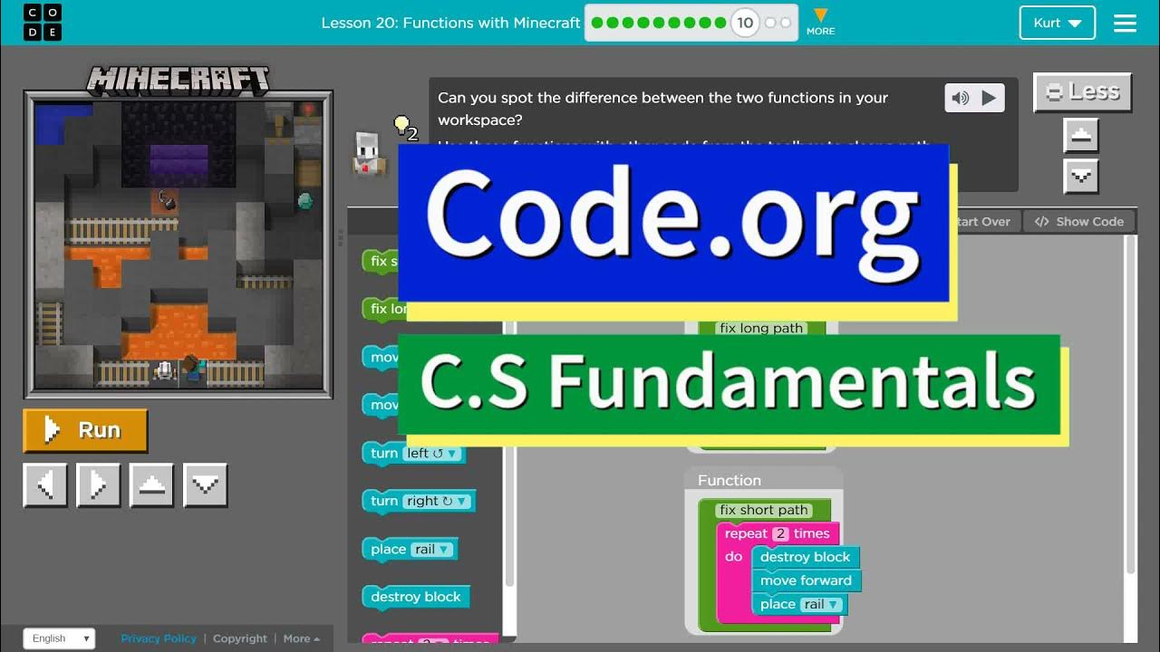 Code.org Express Lesson 20.10 Functions in Minecraft | Answers ...