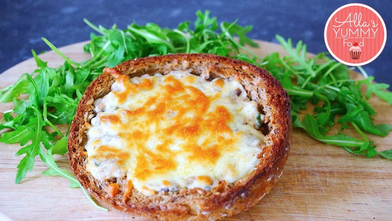 Mushroom Julienne Recipe in a Bread Bowl | Грибной жульен - YouTube