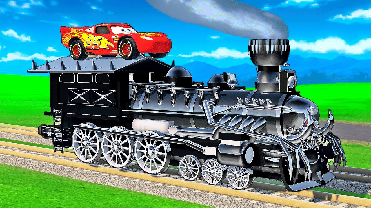 HOW TO RIDE ON TOP OF A TRAIN?! Lightning McQueen and Pixar cars in ...