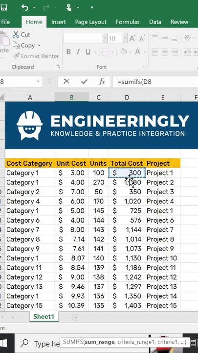 Sumifs Function In Excel Engineeringly Shorts Excel Explore Youtube