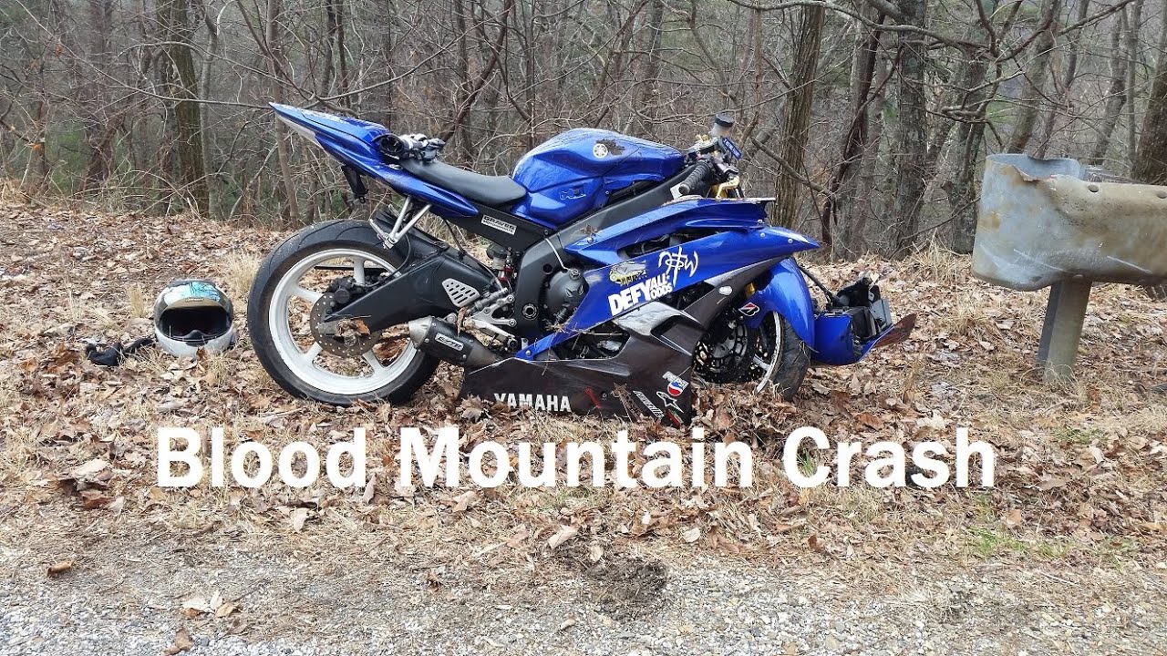 Yamaha r6 crashes into guard rail on blood mountain - YouTube