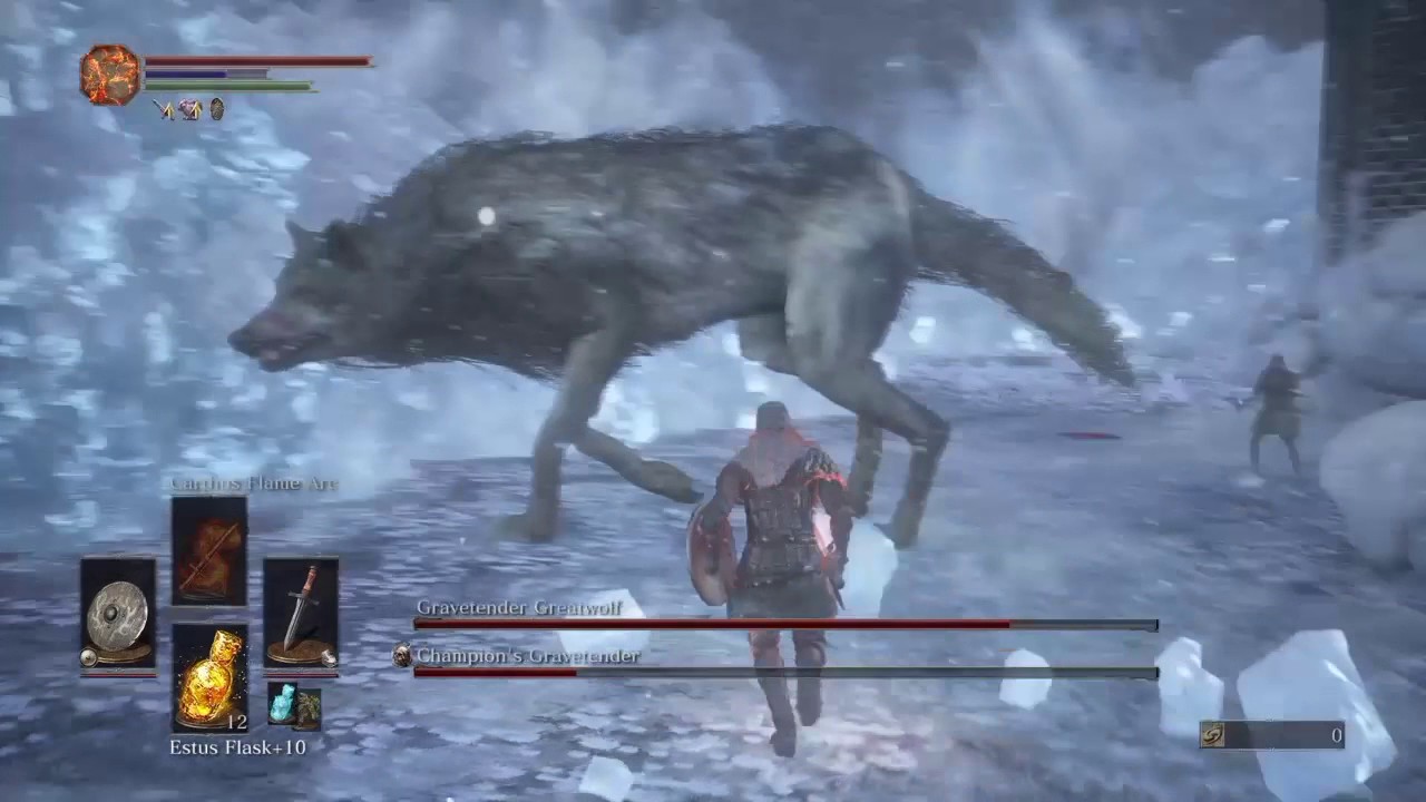 DS3 Level 1 vs Champion's Gravetender & Greatwolf - YouTube
