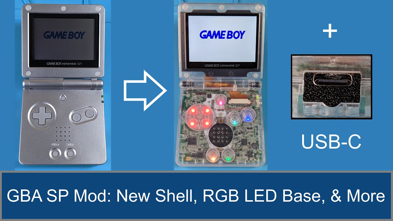 Gameboy Advance SP Mod: New Shell, RGB LED Base, & More - YouTube