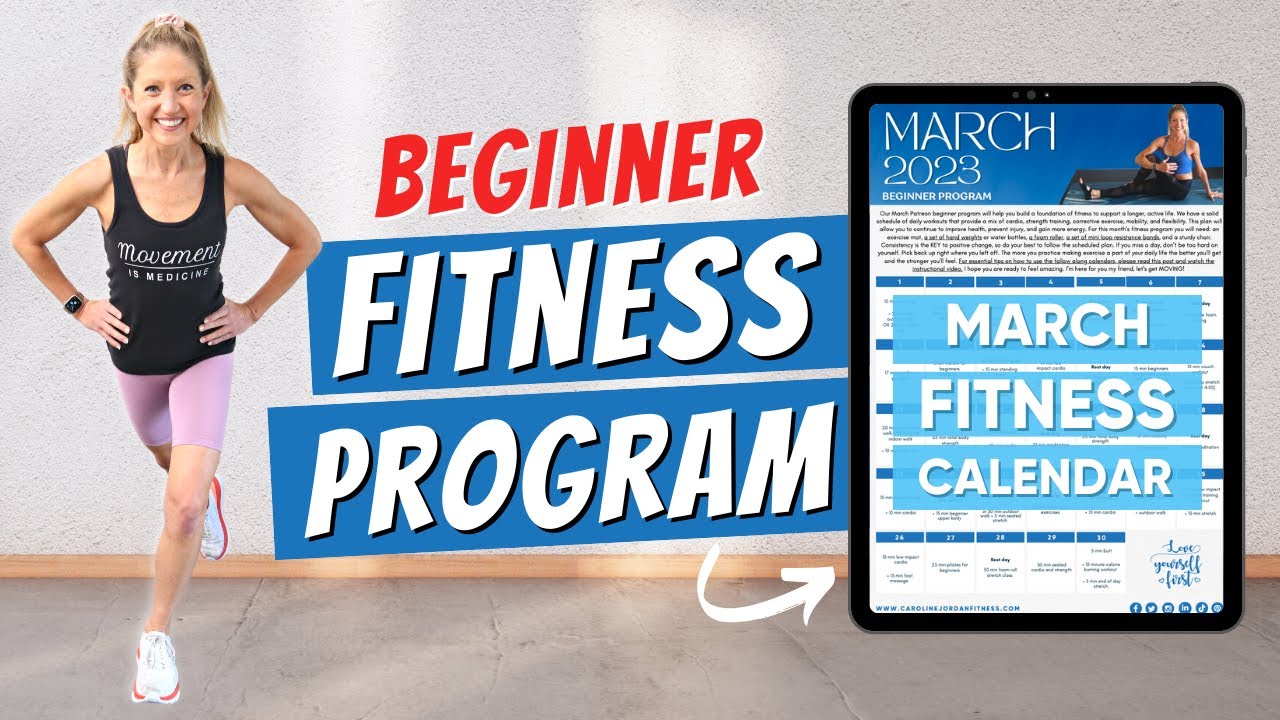 MARCH 2023 Fitness Calendar For Beginners + ALL Levels! - YouTube