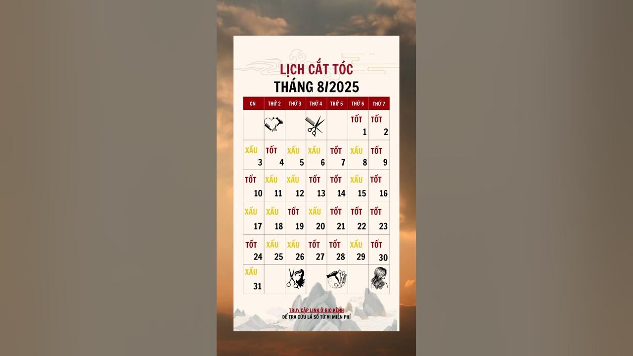 Lịch cắt tóc T8/2025 #tuvi #tuvivn #tuvivietnam #phongthuy #tamlinh #tuvi2025 #atty2025 - YouTube