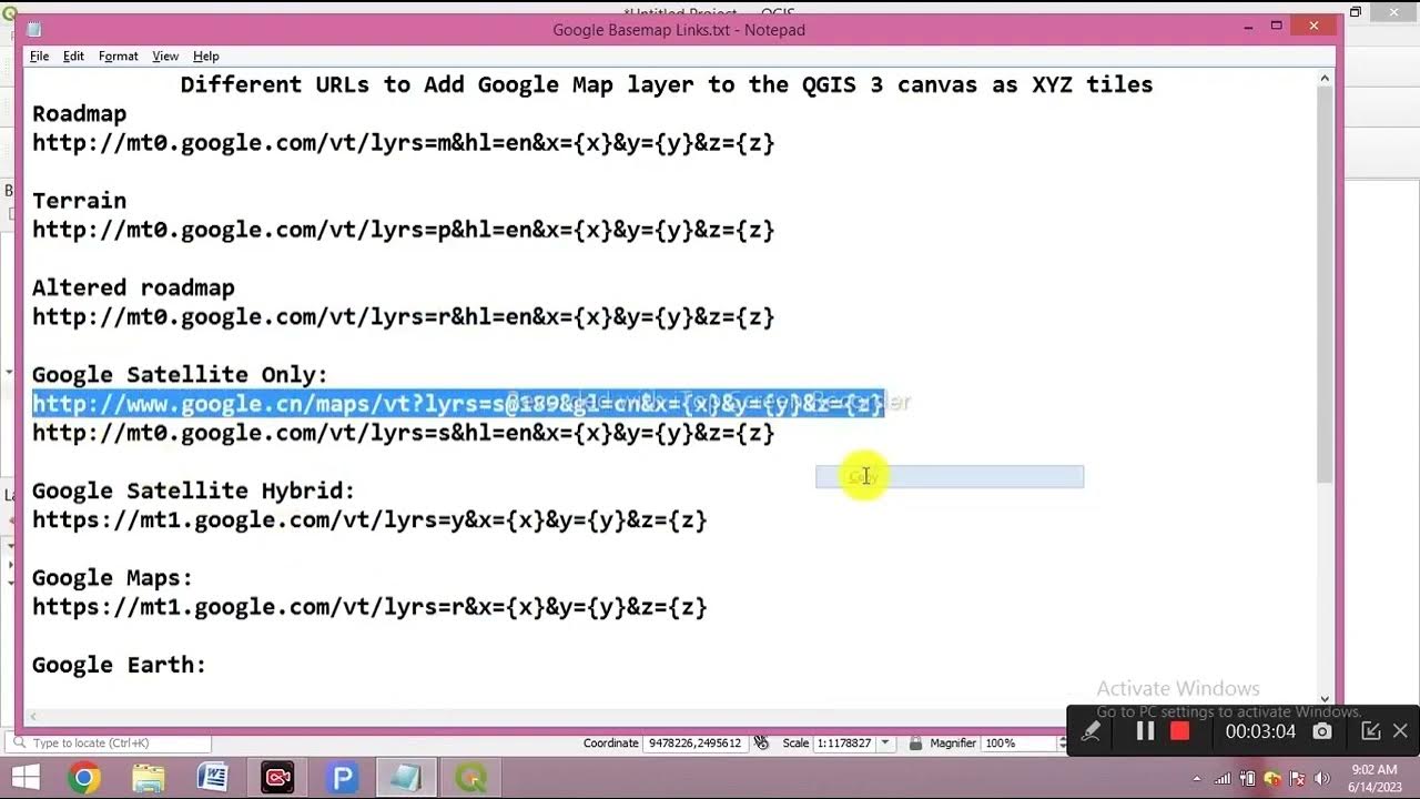 Add Google Map layers to the QGIS 3 canvas as XYZ tiles!!! - YouTube