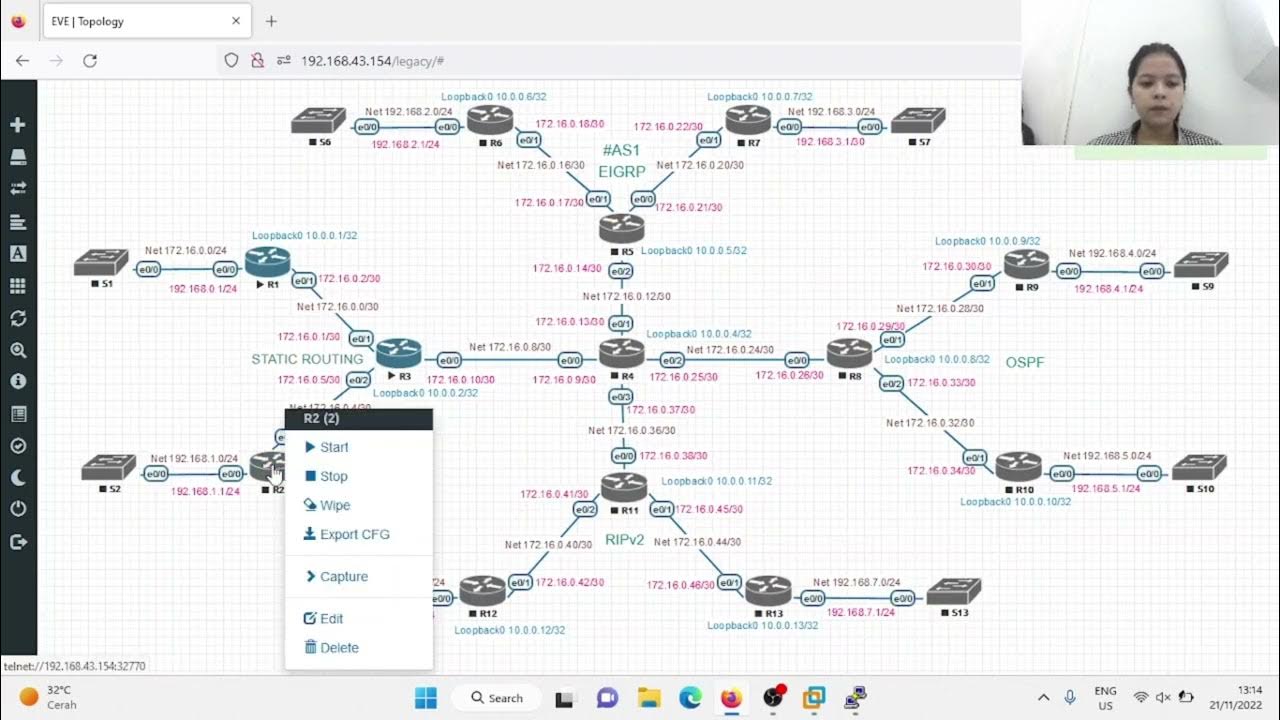 Konfigurasi Route Redistribution Static Routing - RIPv2 -OSPF - EIGRP Menggunakan EVE-NG - YouTube