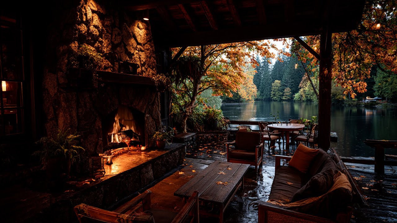 Gentle Autumn Afternoon With Flickering Firelight Illuminating The ...