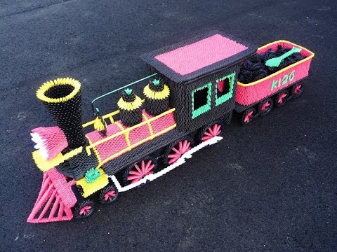 How did Karen Create 3D Origami Old Time Train - YouTube