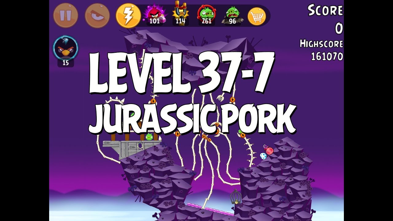 Angry Birds Jurassic Pork Level 37-7 Walkthrough 3 Star - YouTube