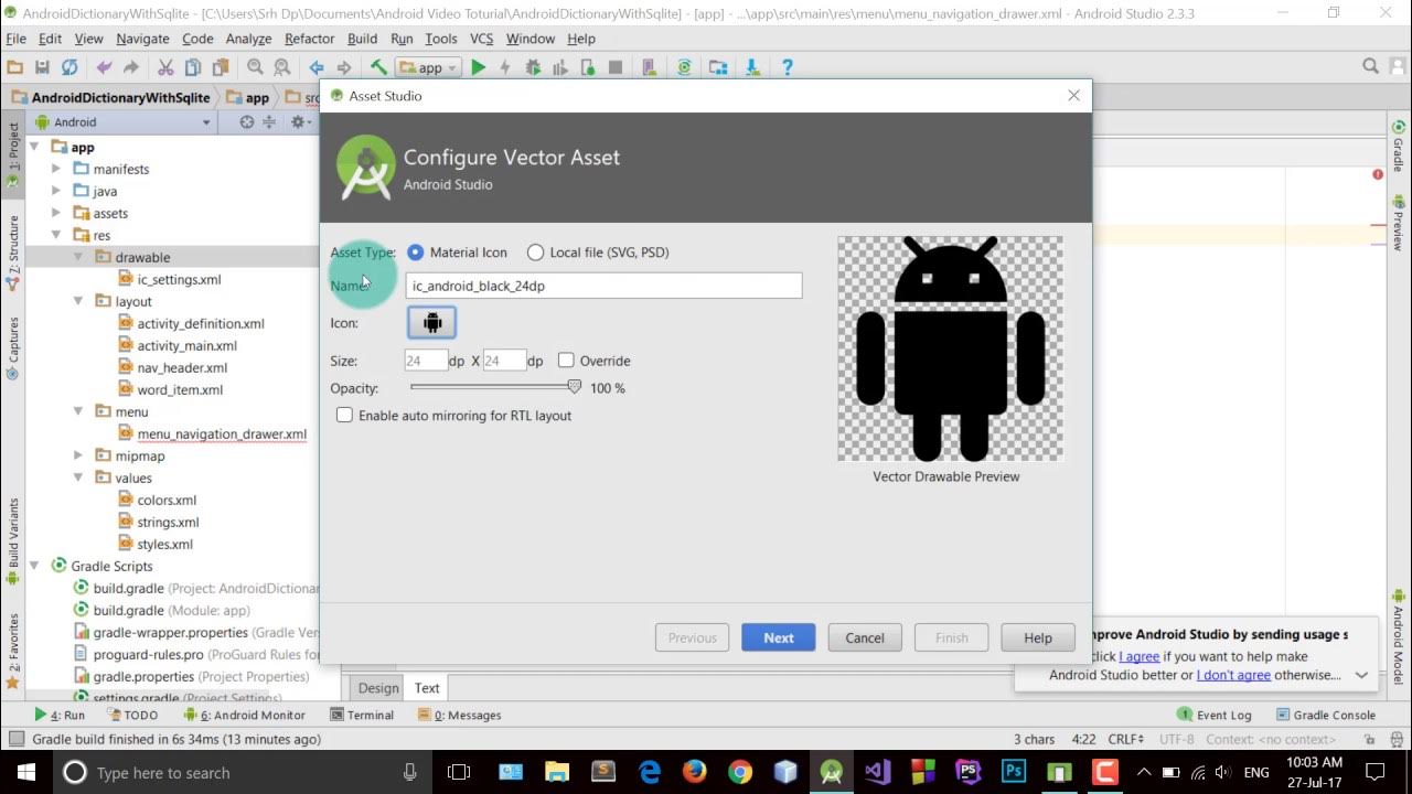 Create Android Dictionary with Sqlite Part 6 Create Navigation Drawer - YouTube