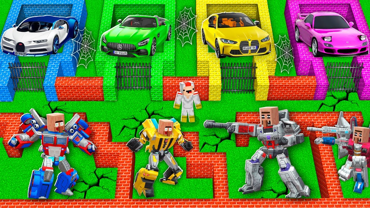 SURVIVAL in MAZE of TRANSFORMERS with SUPER CARS in Minecraft ! CHOOSE ...