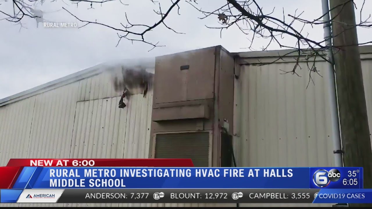 Halls Middle School damaged from fire - YouTube