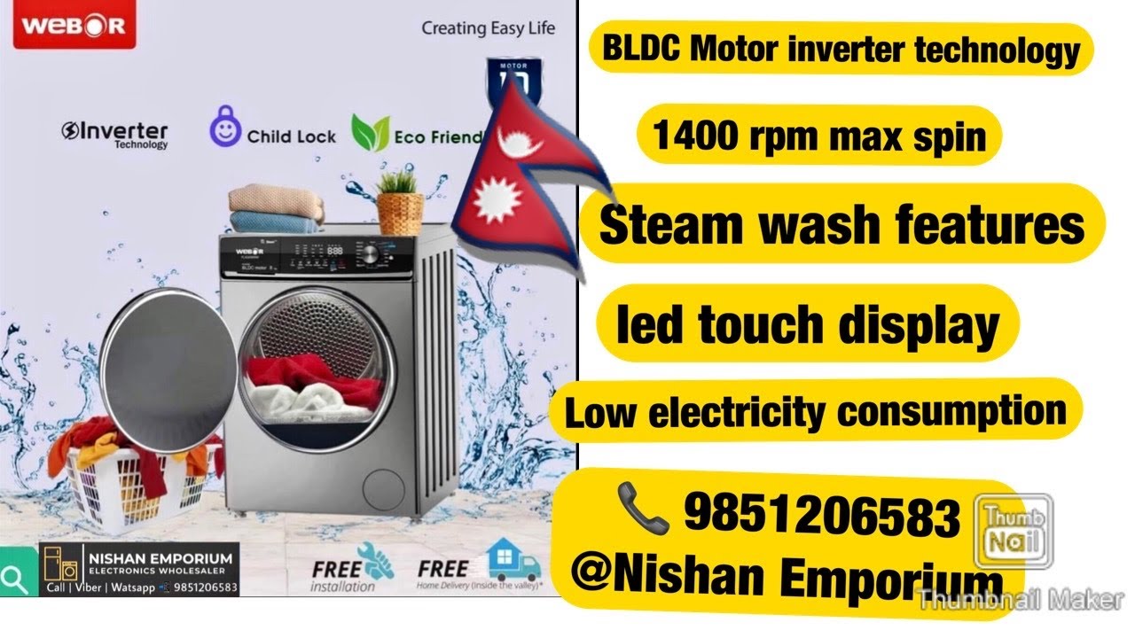 Webor 8kg & 10kg front loading fully automatic washing machine. - YouTube
