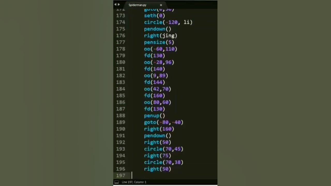 Create A Spiderman Using Python Coding Python Programer Python Coding Shorts Youtube