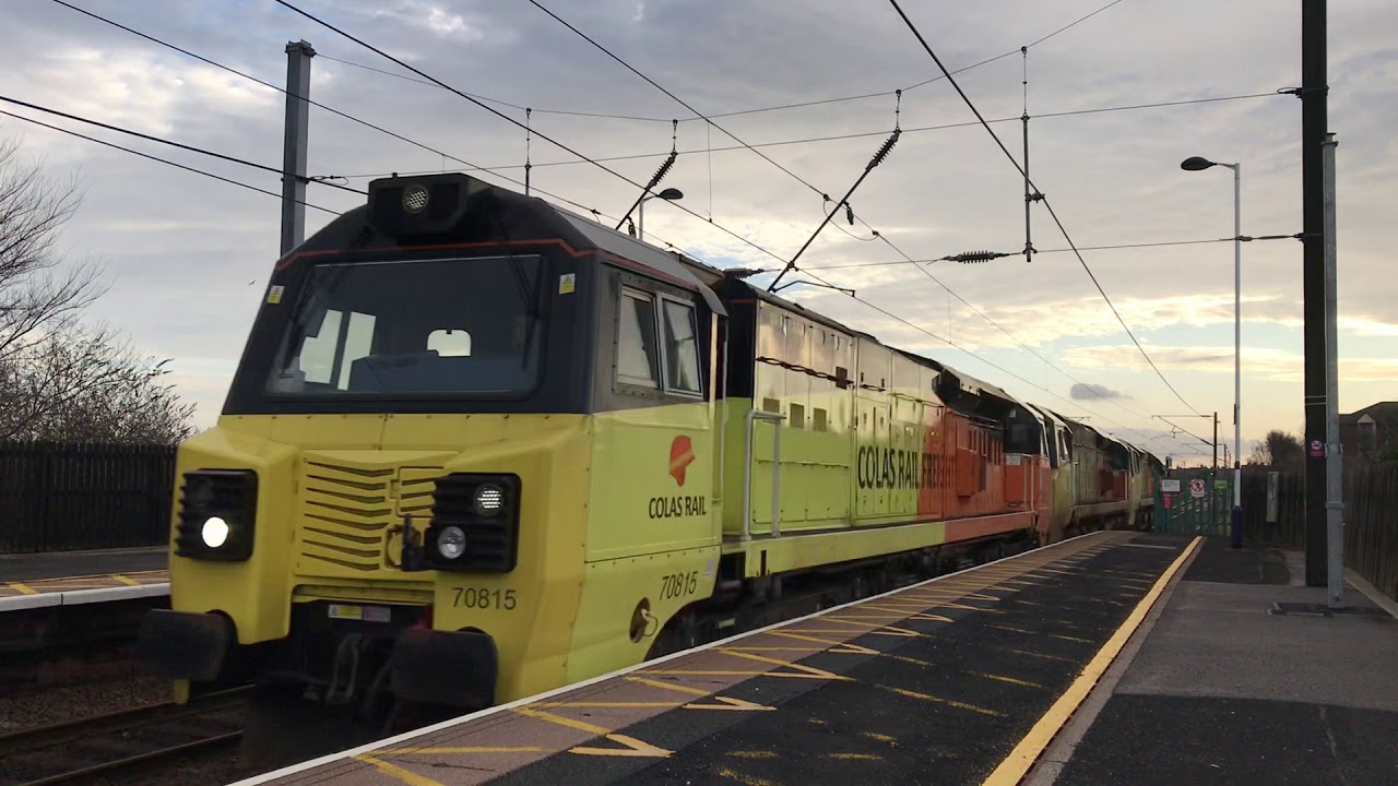 Colas class 70815-70817-70808 passing Chester le street 30.12.19 - YouTube