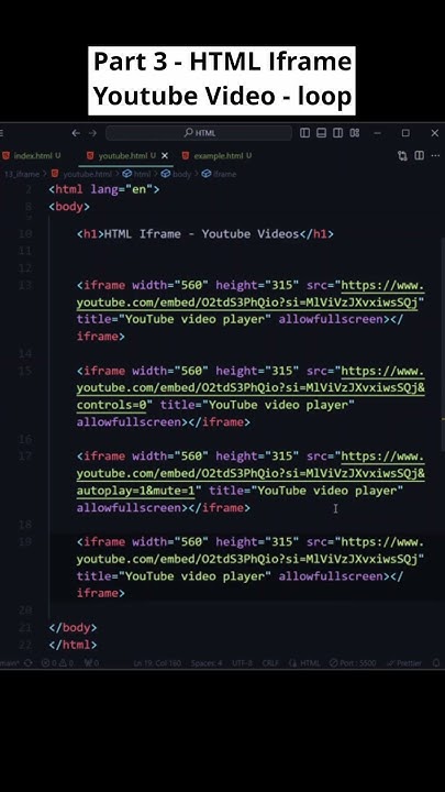 HTML Iframe: Looping YouTube Videos! #htmlintroduction #codewithmayur - YouTube