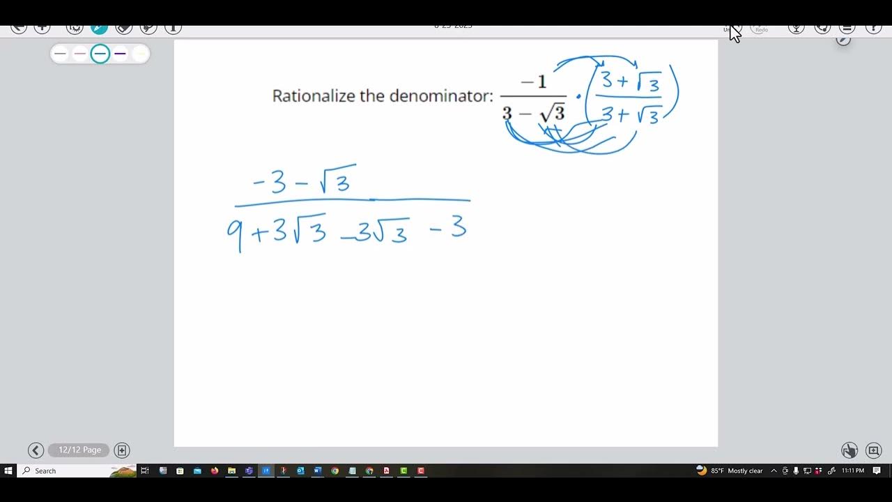 College Algebra: Rationalize Denominator - YouTube