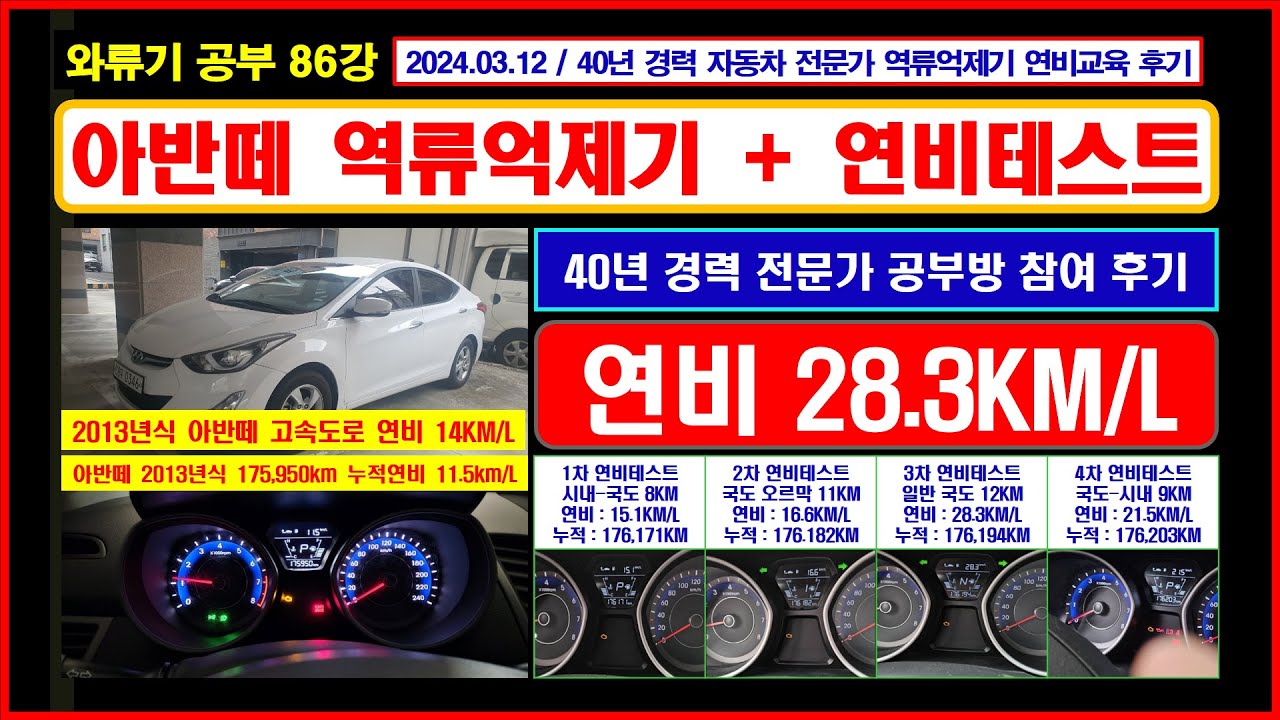 와류기 공부 86강 자동차 전문가 역류억제기 및 연비운전 테스트 후기 구간별 4회 테스트 소음 진동 감소 토오크 출력증가