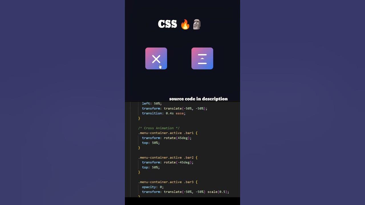 Menu Icon Using Css And Html🧑💻 Coding Programming Css Html Htmlcss