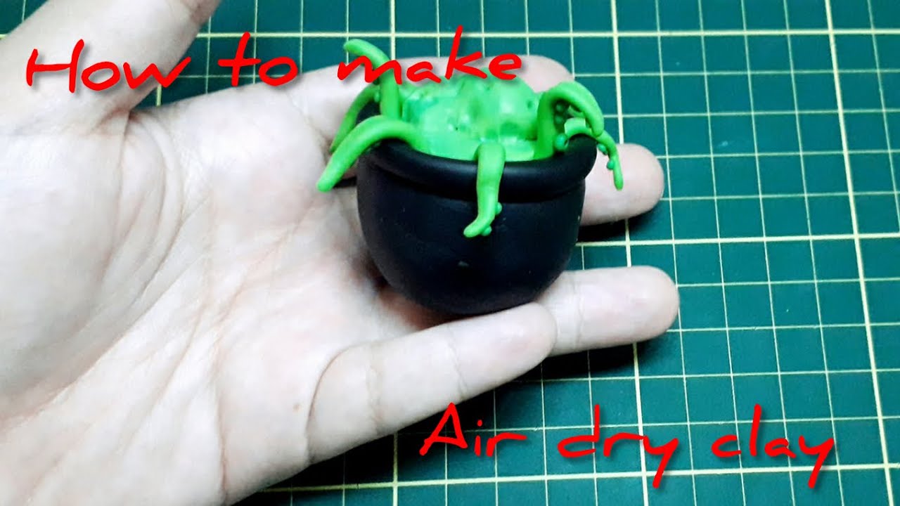 How to make a Witch cauldron in air dry clay - YouTube