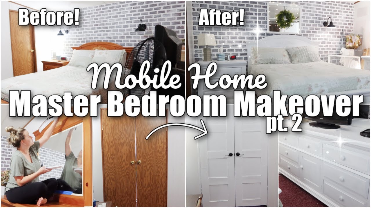 '97 SINGLE WIDE MASTER BEDROOM MAKEOVER PT. 2 \\ MOBILE HOME MAKEOVER ...